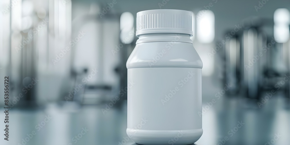 Visual representation of creatine powder container in gym environment ...