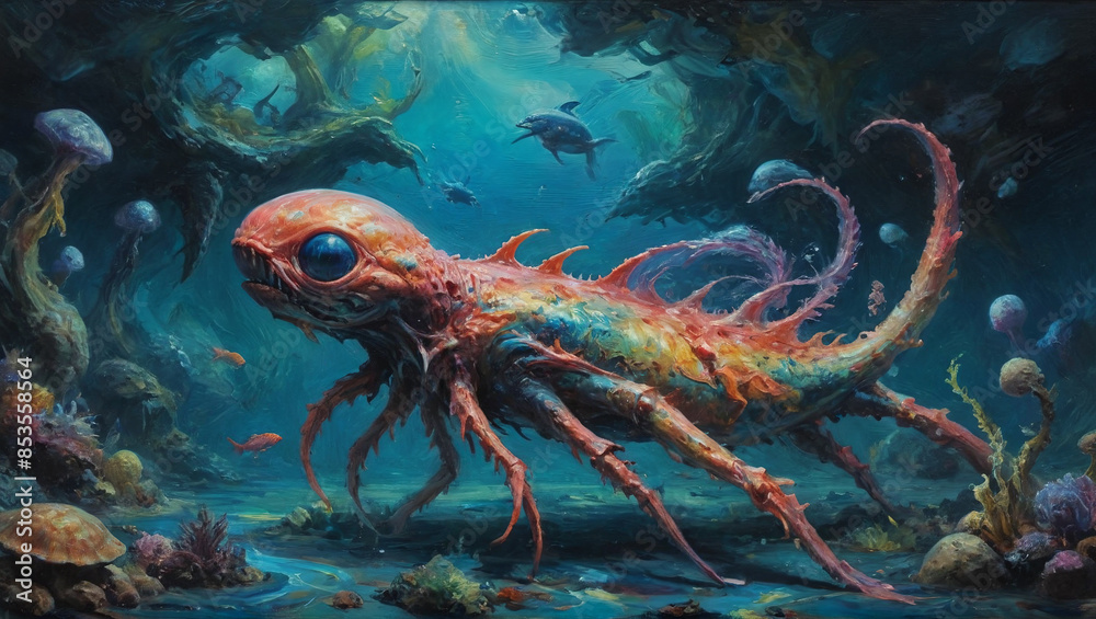 Alien-like creatures inhabit surreal, thickly painted oil canvases ...