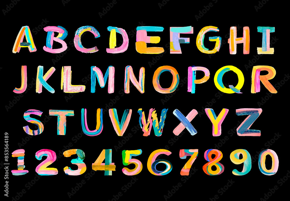 Oil Pastel Alphabet Set Stock Template | Adobe Stock