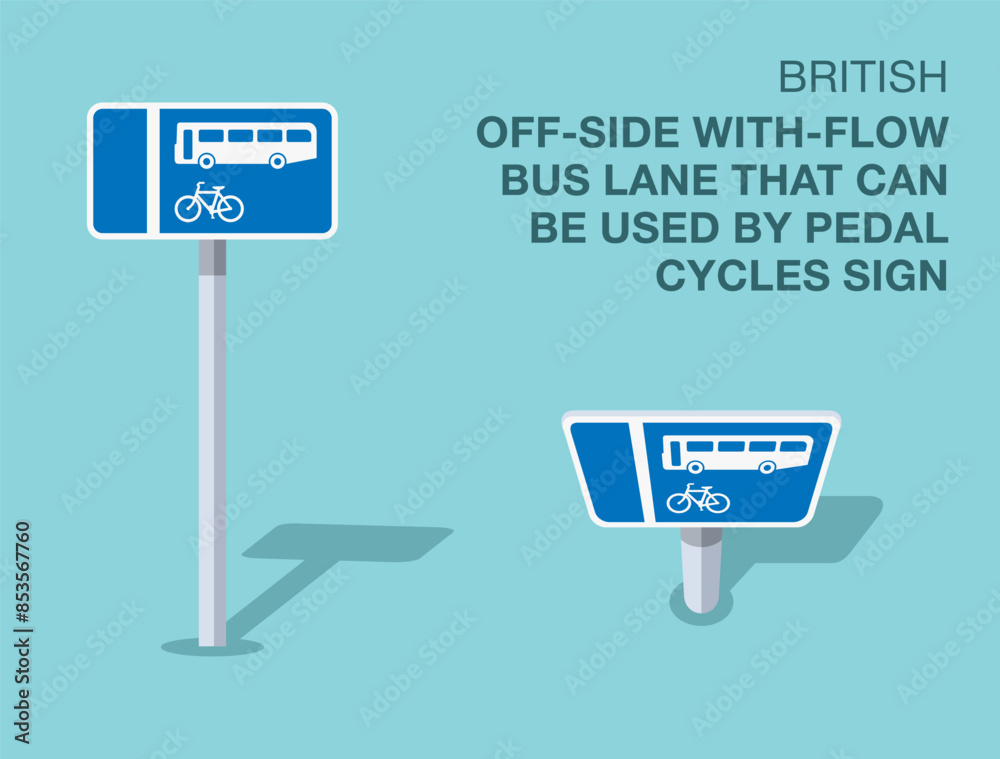 Traffic regulation rules. Isolated British "off-side with-flow bus lane ...