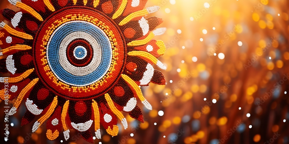 Sun design influenced by the dot painting style of Australian ...