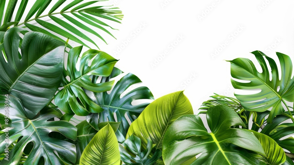 tropical rainforest footer background featuring on white background ...