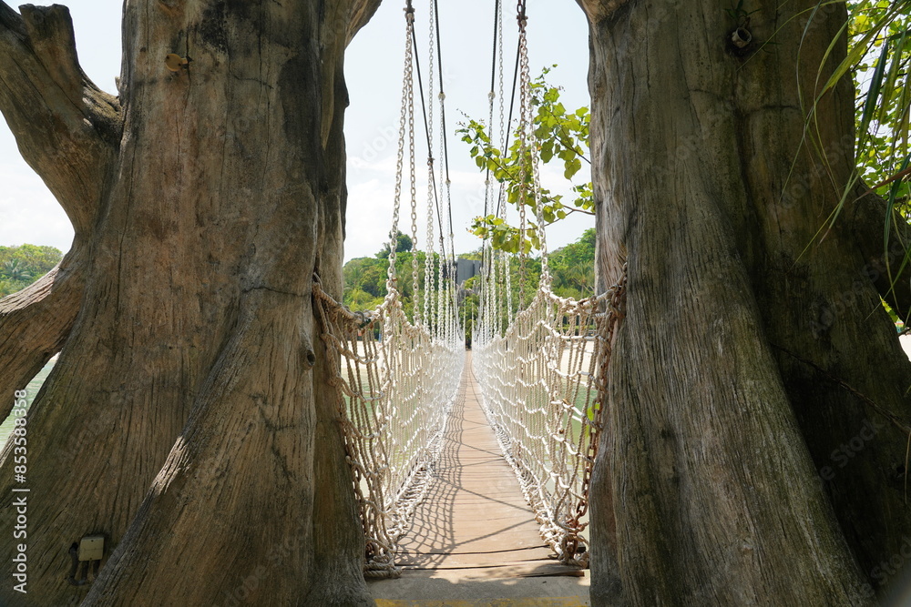 Palawan Beach on Sentosa Island in Singapore features a famous rope ...