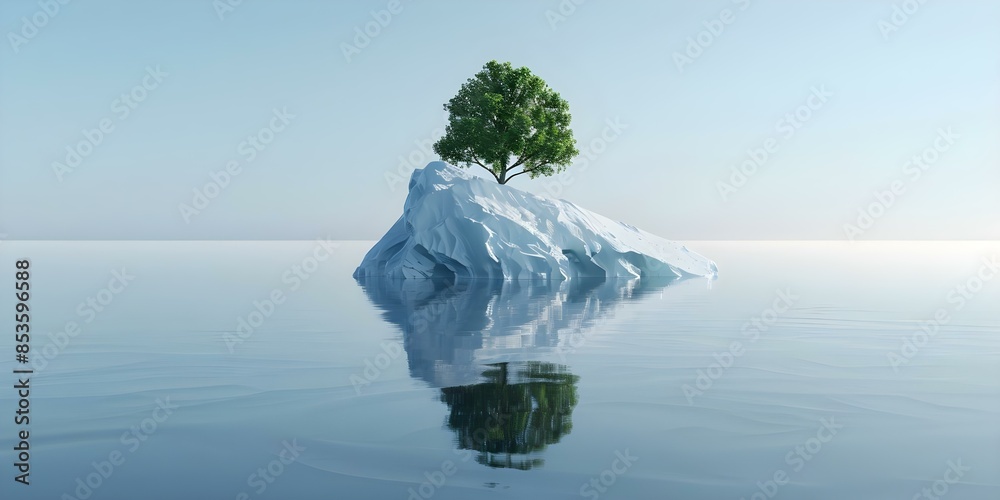 "Imagining a futuristic, photorealistic tropical tree on an iceberg ...