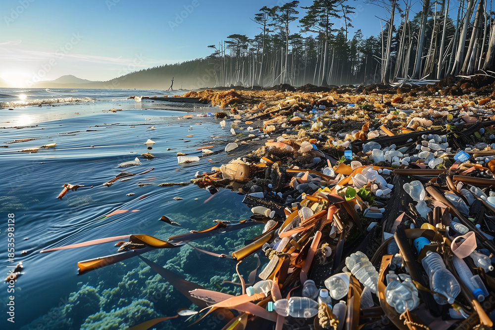 Ecological disaster, commercial art, garbage dump from space, Beach ...