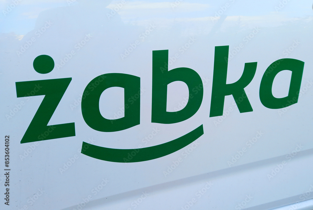 Poznan, Poland - 14 June 2024: Zabka logo sign on the car. Zabka is the ...