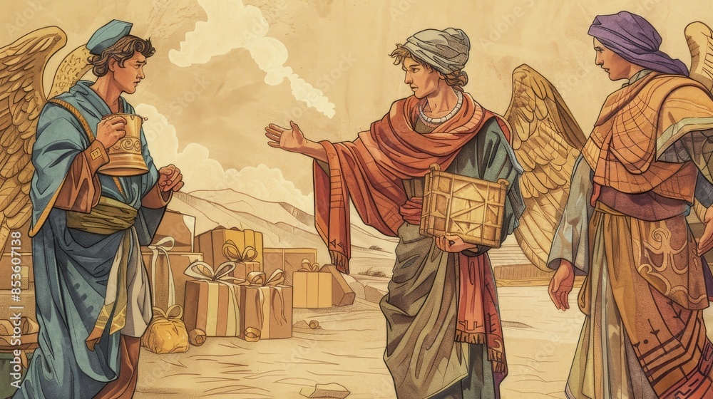 Genesis,Jacob Prepares to Meet Esau,High-Resolution Biblical Art of ...