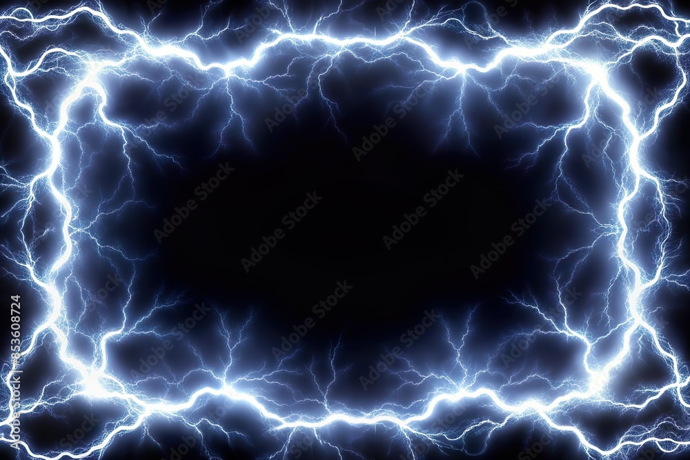 electrical lightning bolt frame border on black background Stock ...