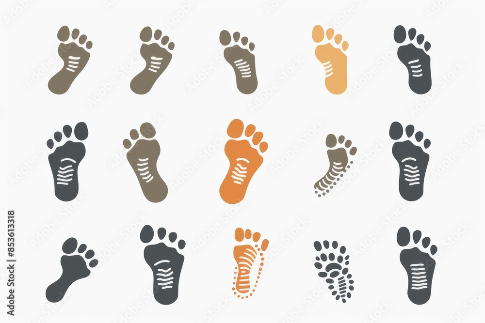 Footprint icon, aliens foot print symbol, humanoids barefoot sprint ...