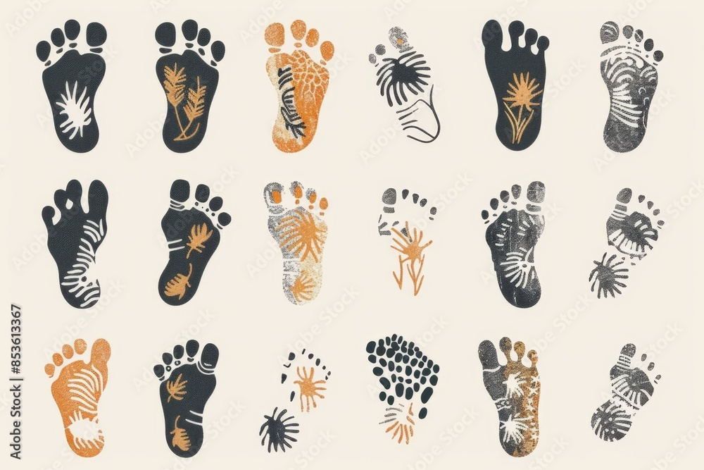 Footprint icon, aliens foot print symbol, humanoids barefoot sprint ...