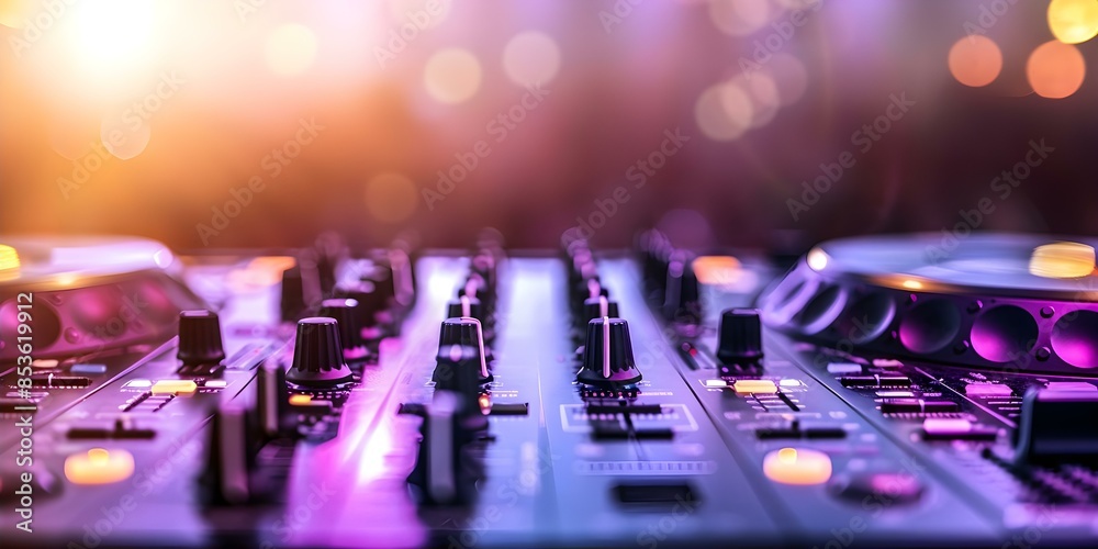 Professional audio setup for nightclub parties with DJ mixer sound ...