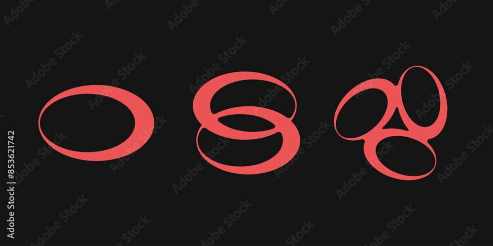 Y2K style set of ellipse shapes. Y2K retro futuristic elements for ...