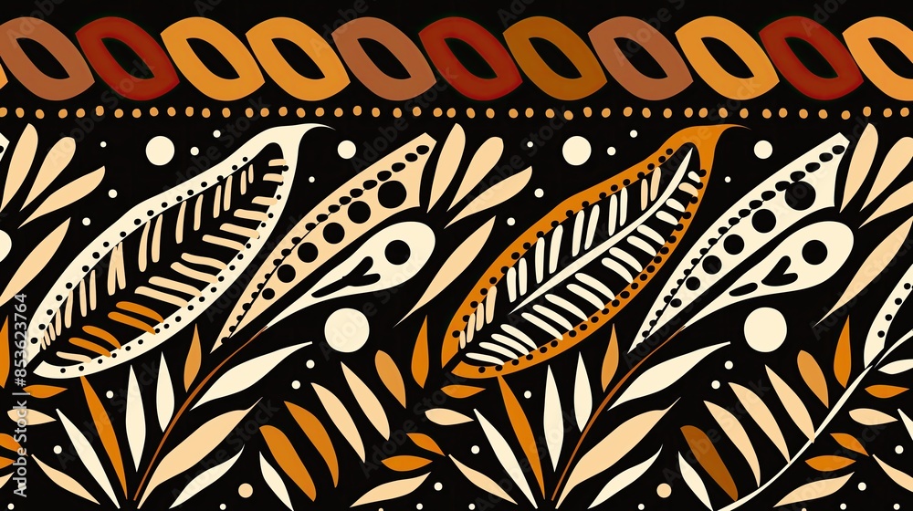 Traditional Igbo tribal art design with botanical elements and ...