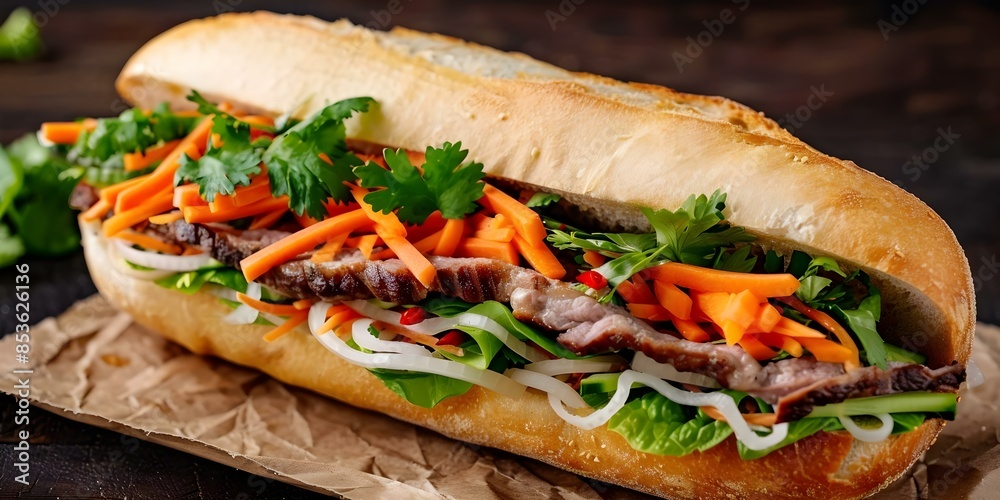 "Banh Mi The Traditional Vietnamese Sandwich with Meat, Veggies, and ...