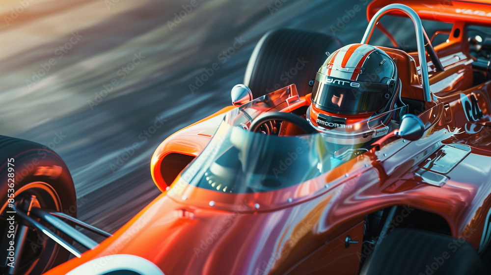 Formula 3000 Racing Car in Action. The car is designed with aerodynamic ...