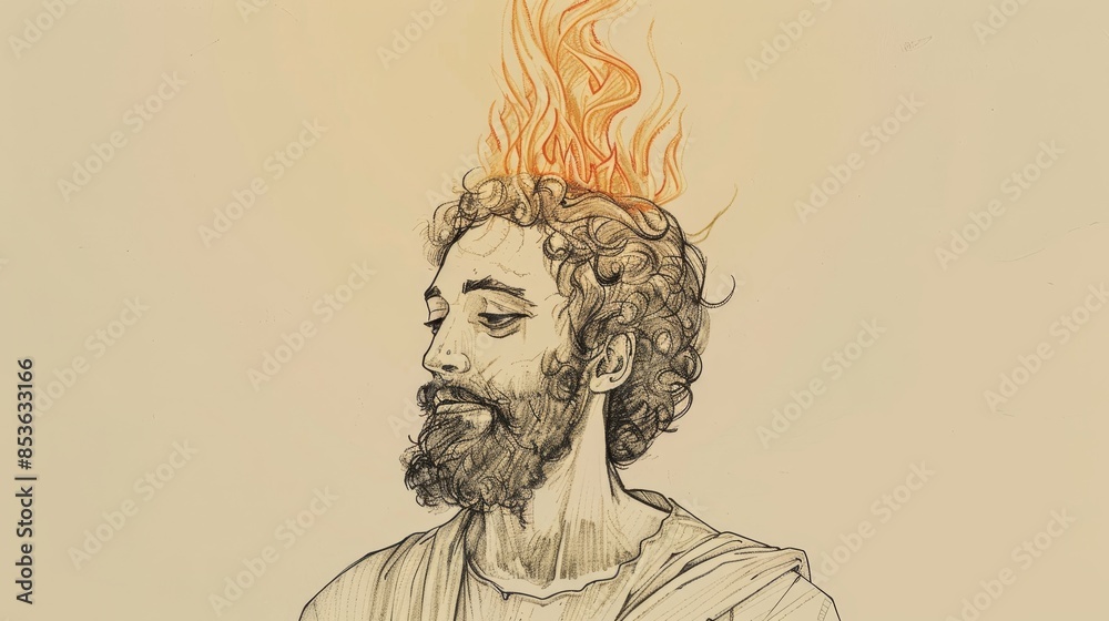 Apostle Jude Thaddeus with Flame Above Head - Symbolizing Holy Spirit ...