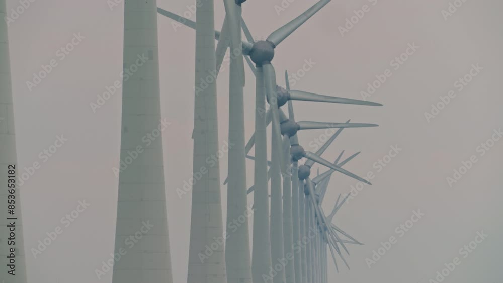 Renewable energy source. Windmill park green energy. Windmill offshore ...