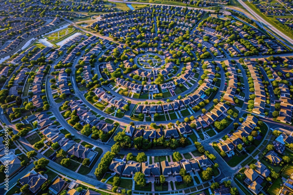 Subdivision: Aerial View of Urban Sprawl in Irving, Texas. Apartment ...