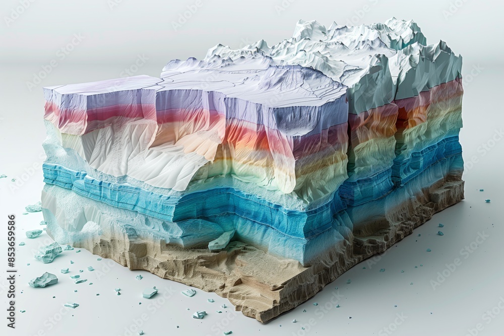 Geology, layers, plates, tectonics section. Schematic abstract view of ...