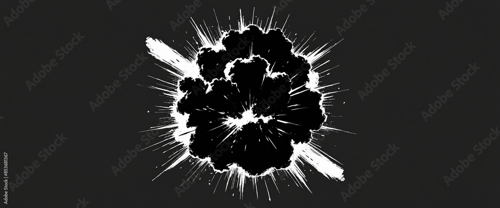 Radial explosion silhouette Exploding bursts, round explosions cloud ...