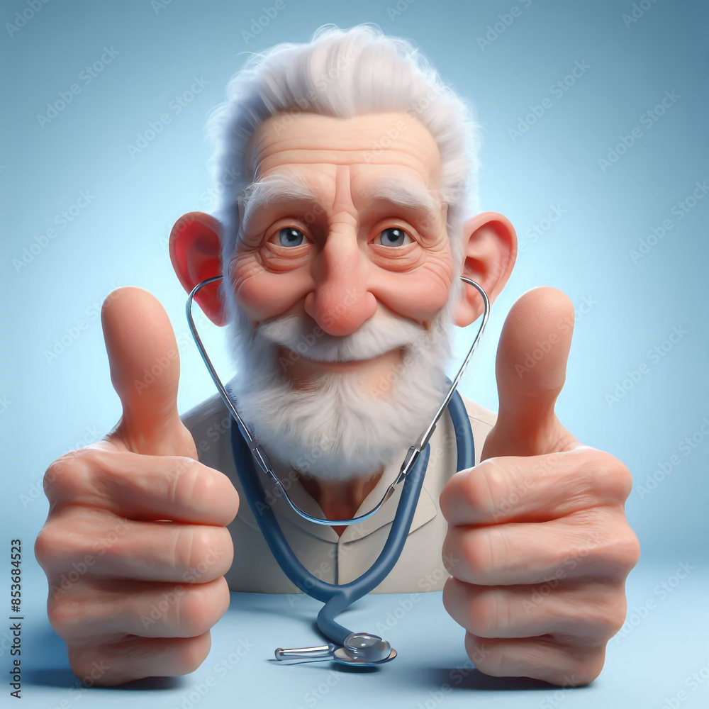 Cute adorable elderly man cartoon with thumb up in the air Stock ...