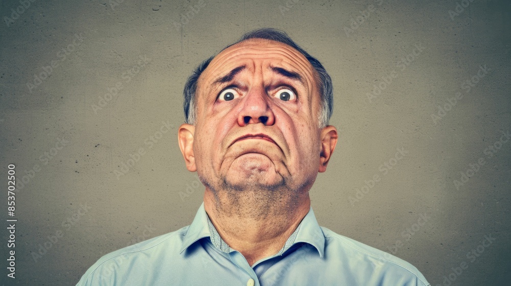 old man with Disgust: Nose wrinkles, lip curls, revulsion evident ...