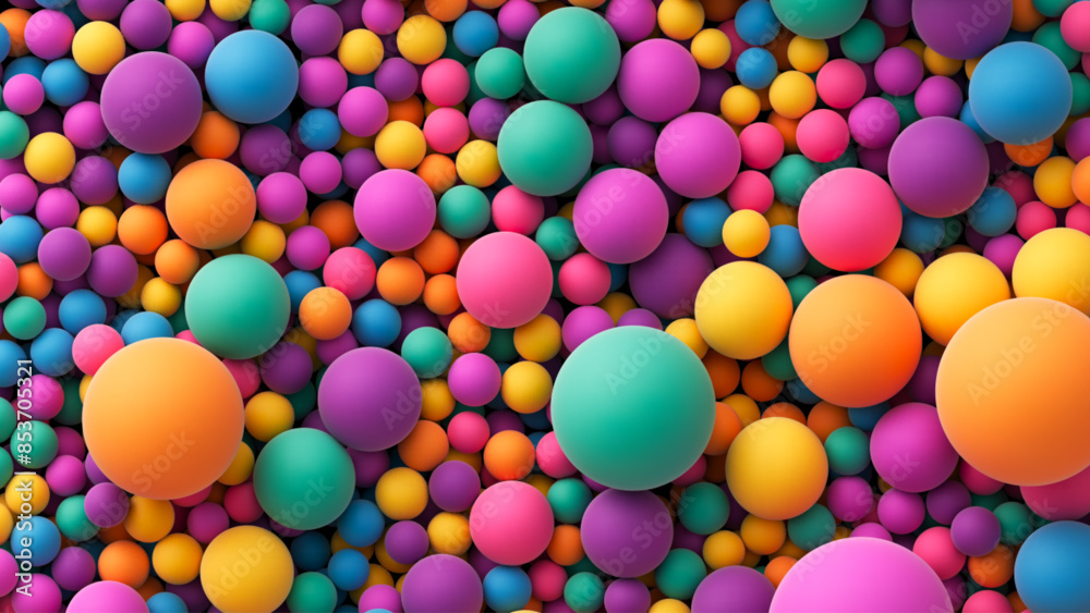 Many colorful random bright soft balls background. Huge pile of ...