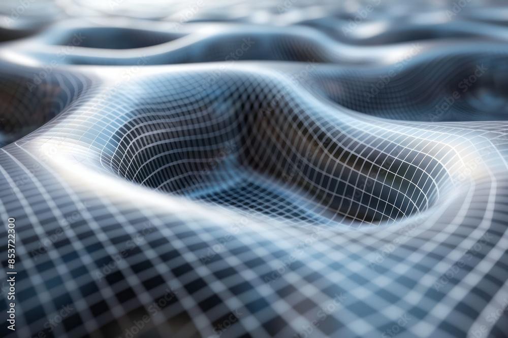 Elegant image of an abstract grid that bends and twists, creating a ...