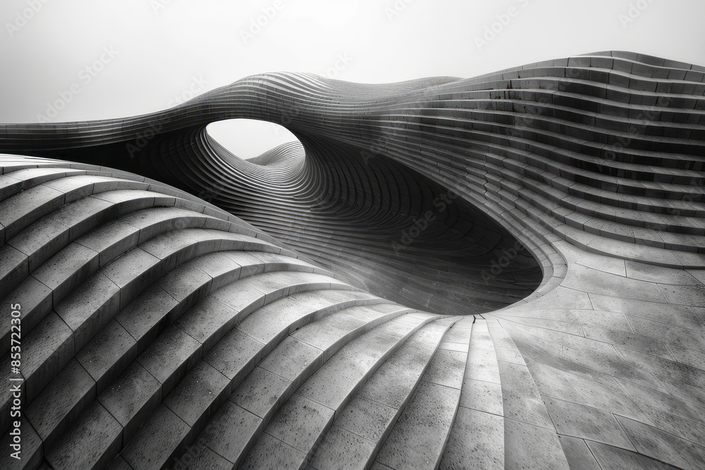 Elegant image of an abstract grid that bends and twists, creating a ...