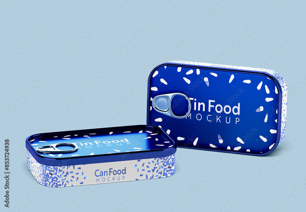 Rectangular Tin Can Set Mockup Stock Template | Adobe Stock