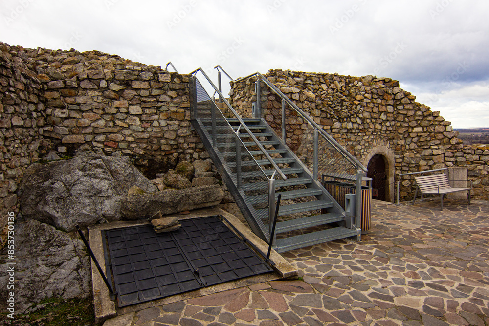 The stairs leading to the top of Acropolis of Devin castle (Slovak ...