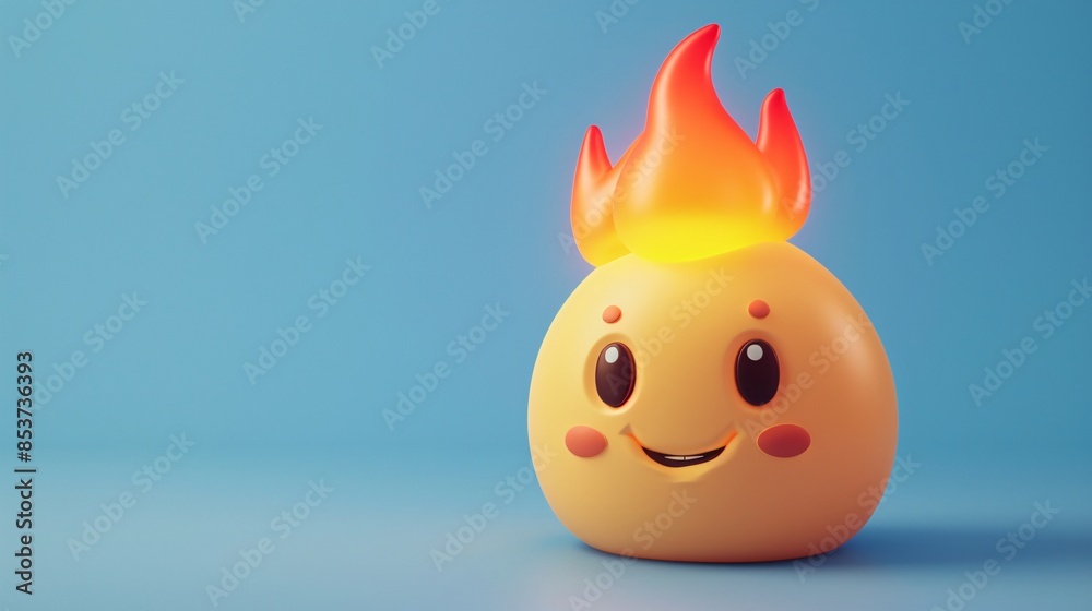Adorable cartoon flame character with a cute smile and flame on head ...