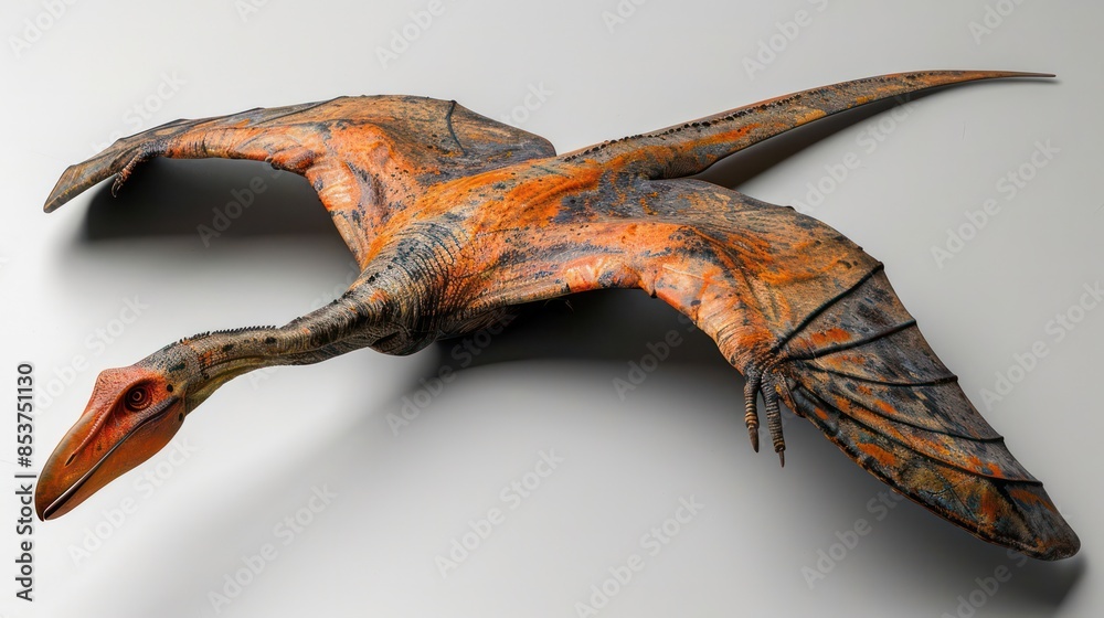 Realistic model of a flying pteranodon on a white background. By ...
