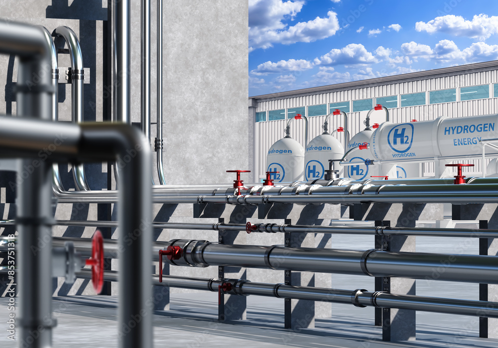 Hydrogen factory. Energy infrastructure. Manufactory for production ...