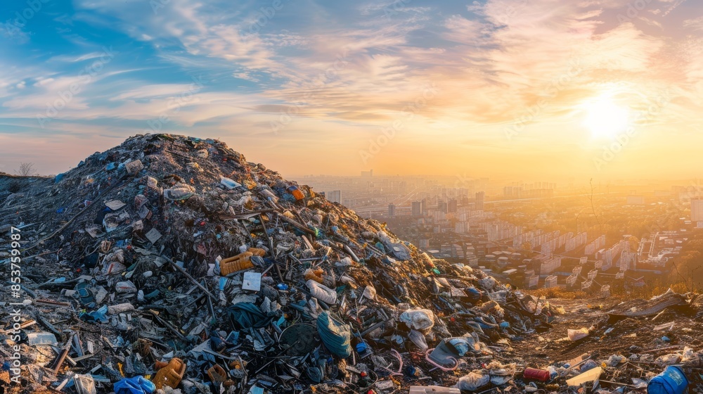 Ecological engineering, standing on a mountain of large piles of ...