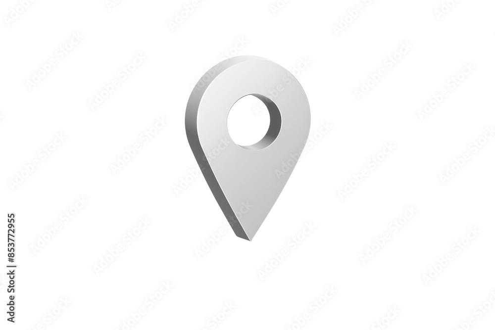 3D white location pin on a transparent background, symbolizing ...