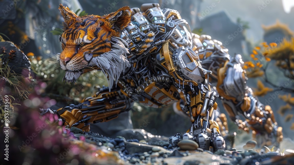 Photos of 3D, images of various futuristic robot animals. Stock ...