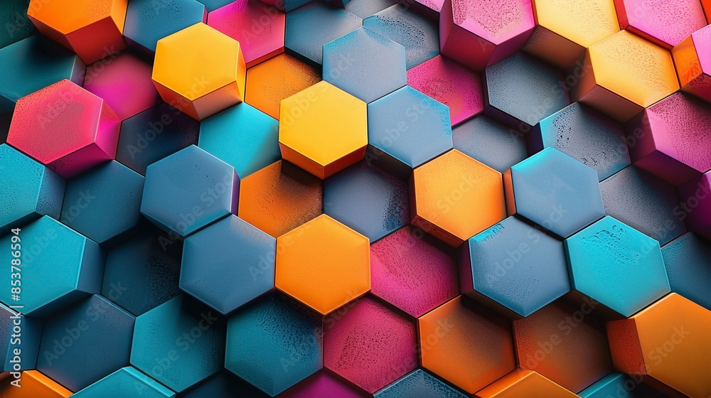Colourful Hexagon Background as Illustration for media industry in ...