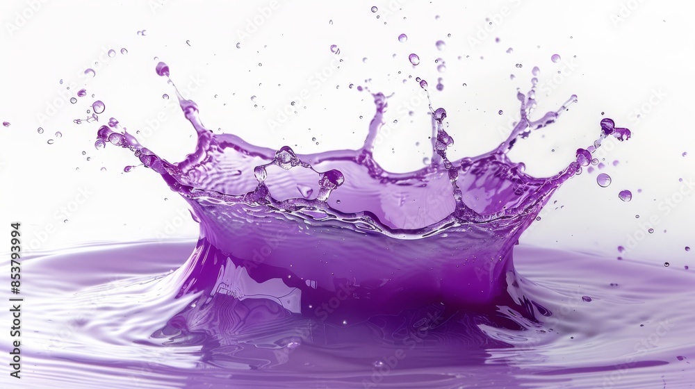 lila water splash isolate white background, 16:9 Stock Illustration ...