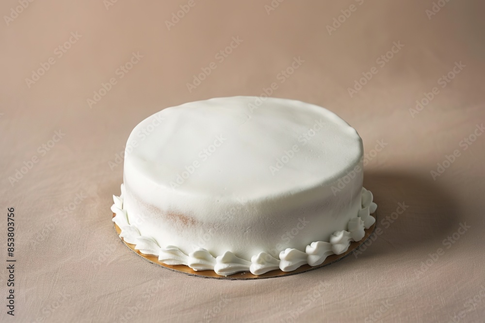 Plain white iced cake on a neutral background, ready for decoration ...