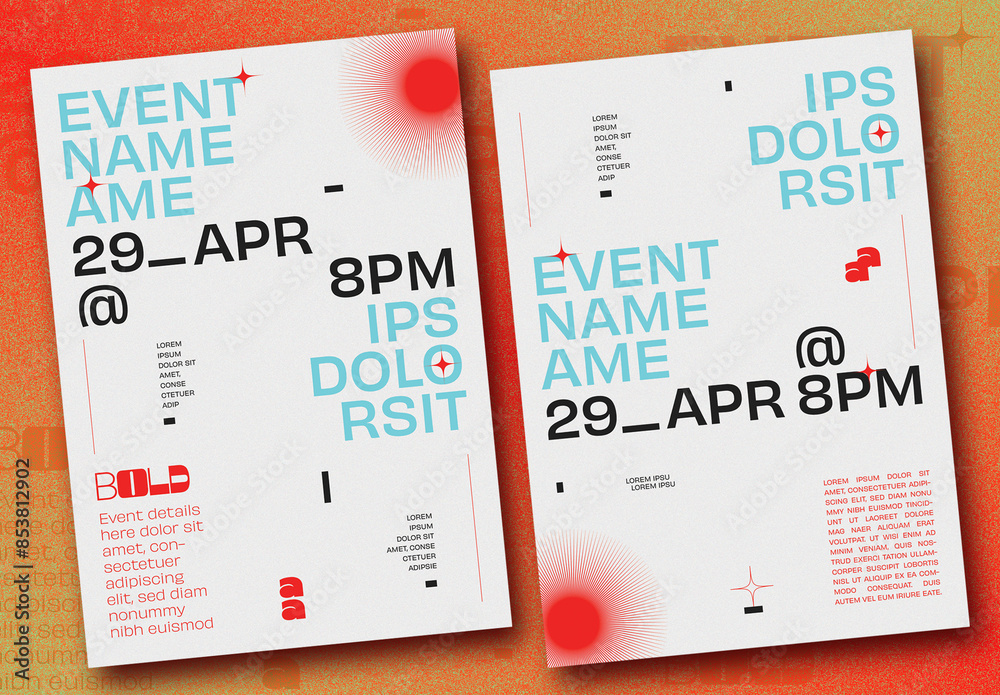 Poster with Bold Typography & Red Accents Stock Template | Adobe Stock