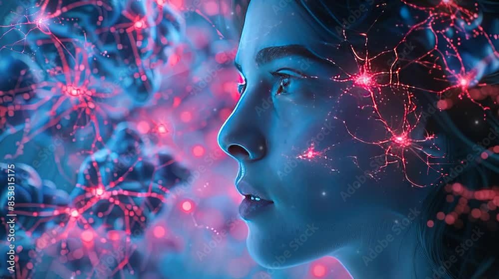 brain neurons in a mesmerizing portrayal of a woman's head with a ...