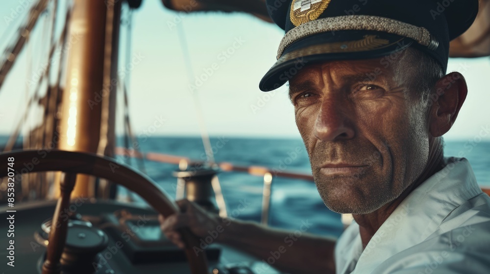 The picture of the military working as the marine captain for sailing ...