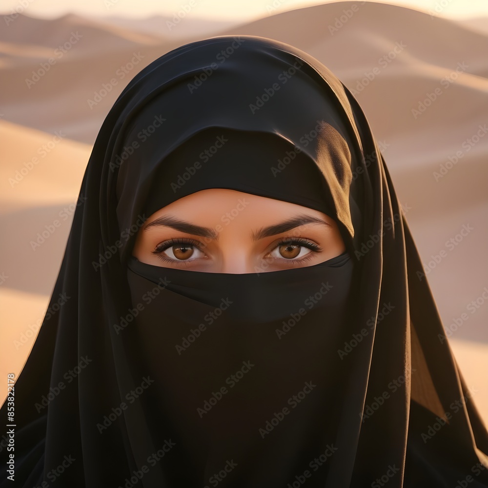 Arabic afghan arabian woman in a traditional black veil burka niqab ...