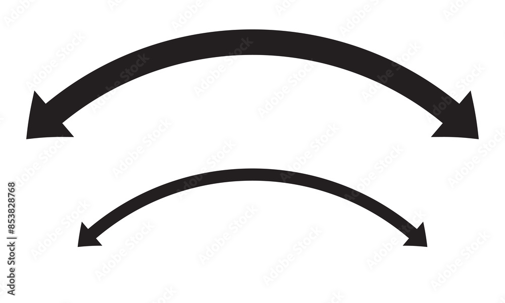 Dual sided black arrow vector, icon, silhouette design. Semicircular ...