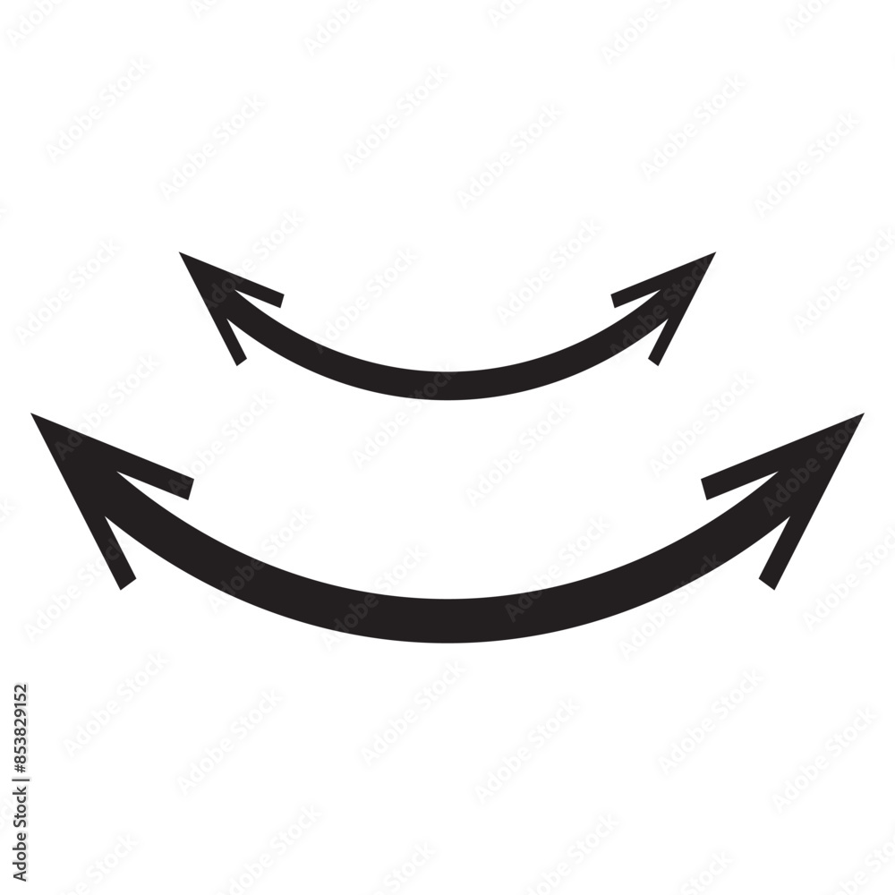 Dual sided black arrow vector, icon, silhouette design. Semicircular ...