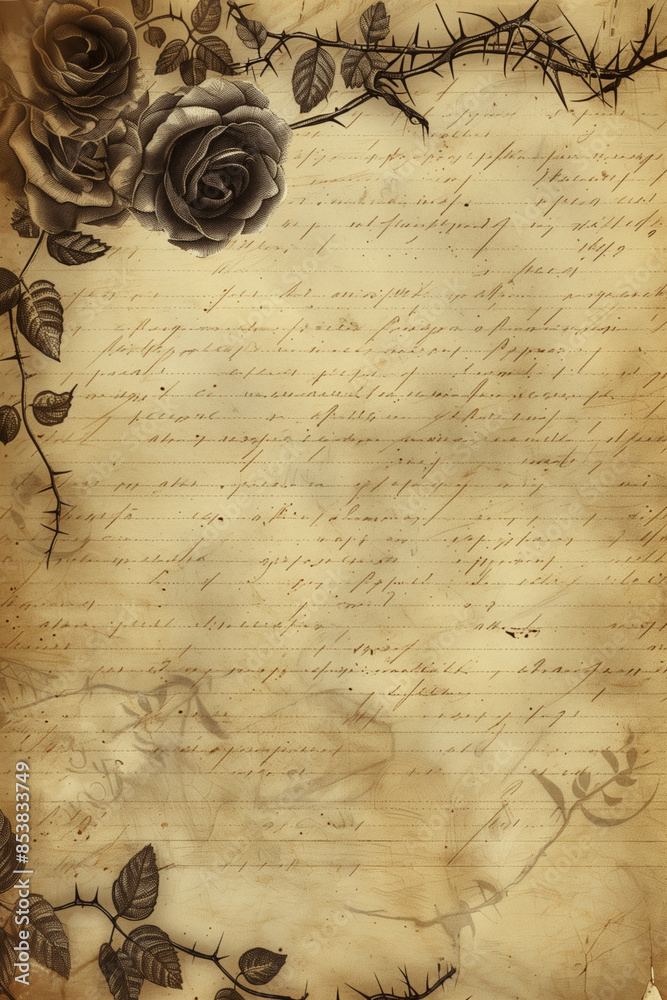 Vintage love letter texture with handwritten script. Surrounded by ...