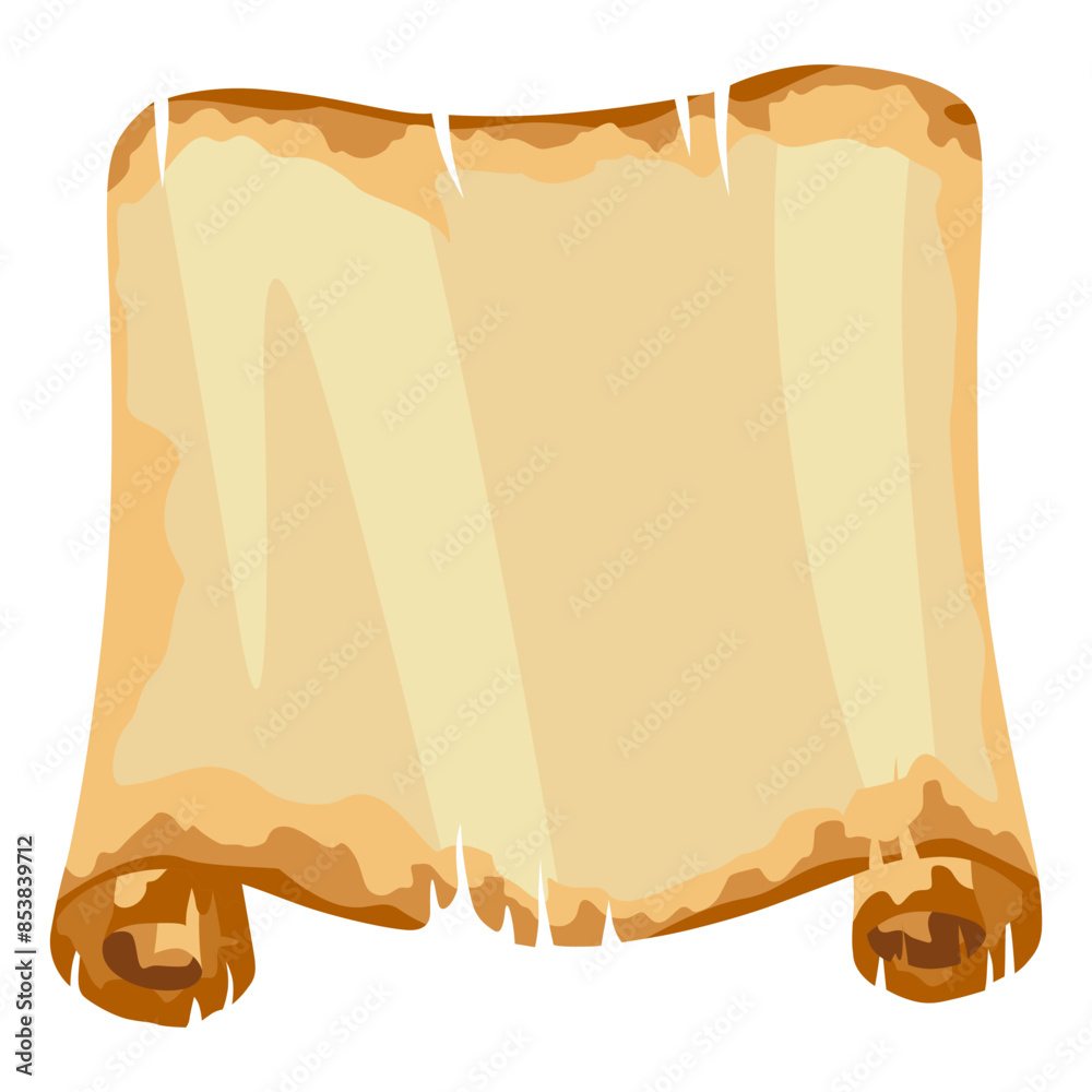 Medieval blank scroll. Ancient papyrus roll for map, old Bible or ...