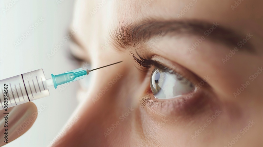 Botox injections, neurotoxin botulinum into the skin, Young women ...