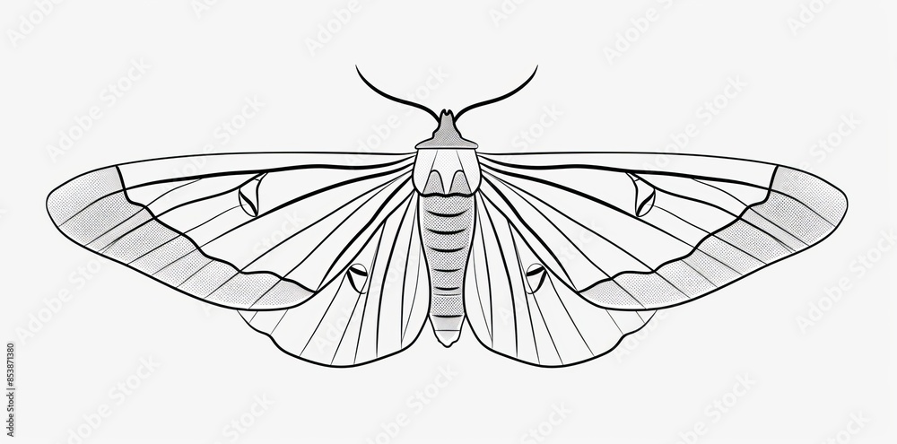 A modern illustration of a moth. Drawing of a night butterfly painted ...